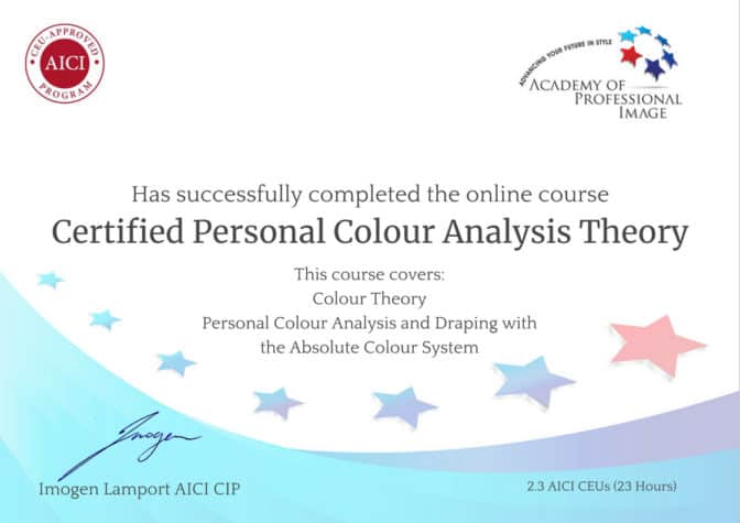 Colour Theory_Certificate _July 2018 - Academy of Professional Image