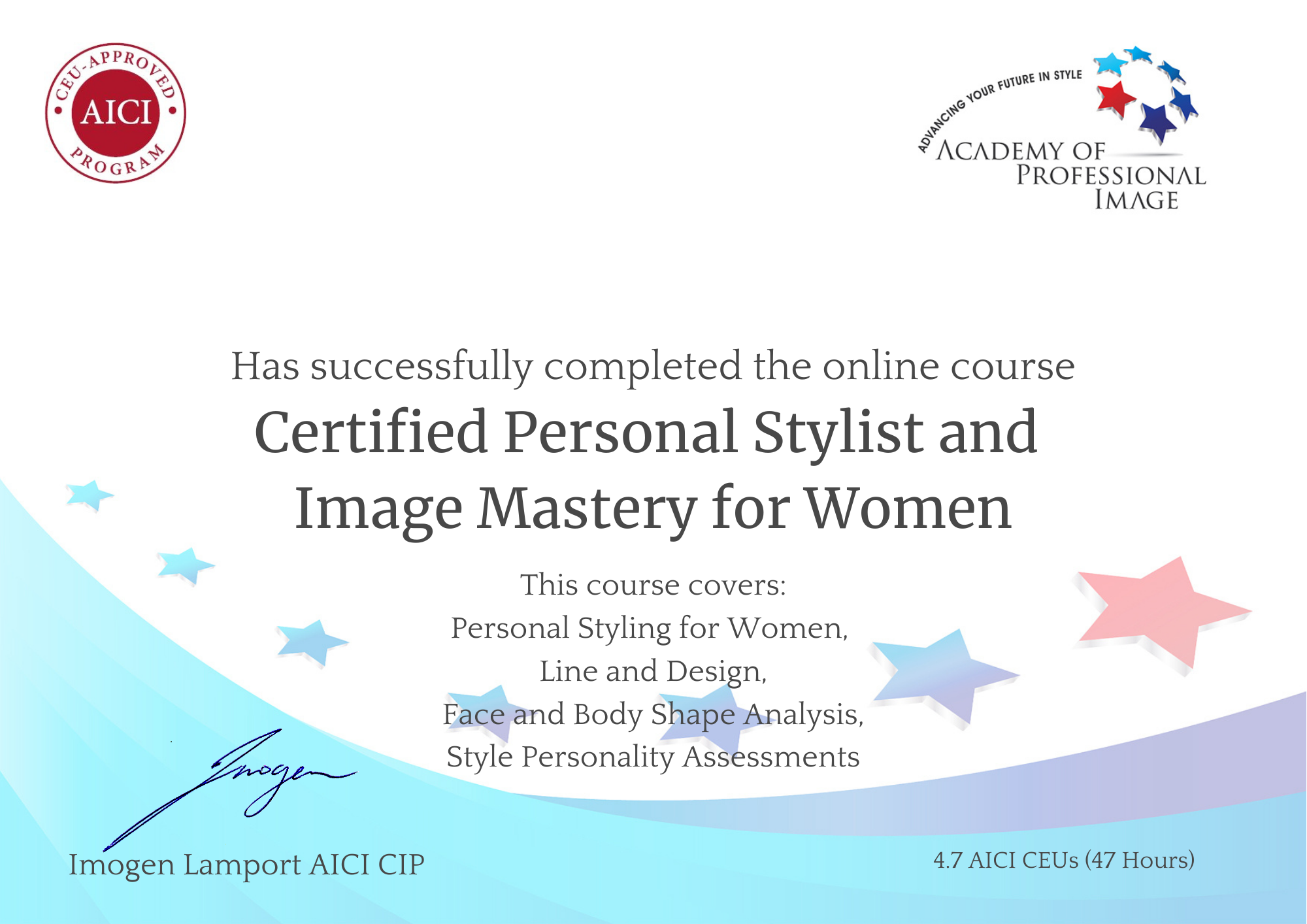 Womens Style Certificate_Jan 2022 - Academy of Professional Image